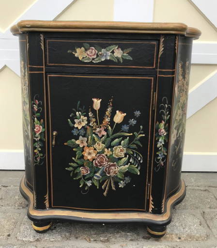 Hand Painted Floral Motif Console Cabinet