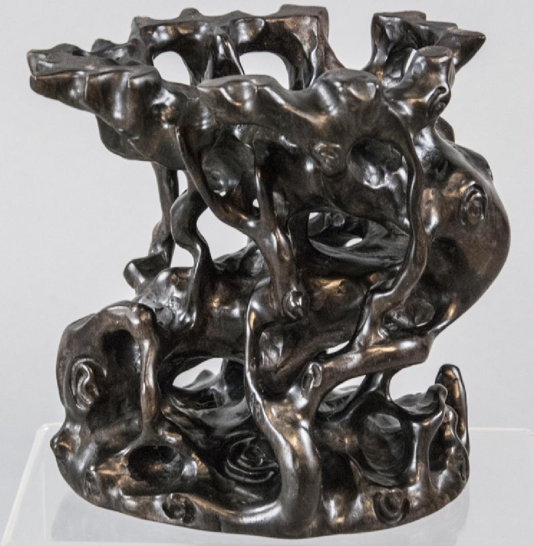 Vtg Chinese Carved Rosewood Root Display Stand