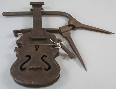 A Cast Iron Violin Shaped Gate Lock