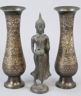 Three Indian Hindu Deity Bronze Figure Statues