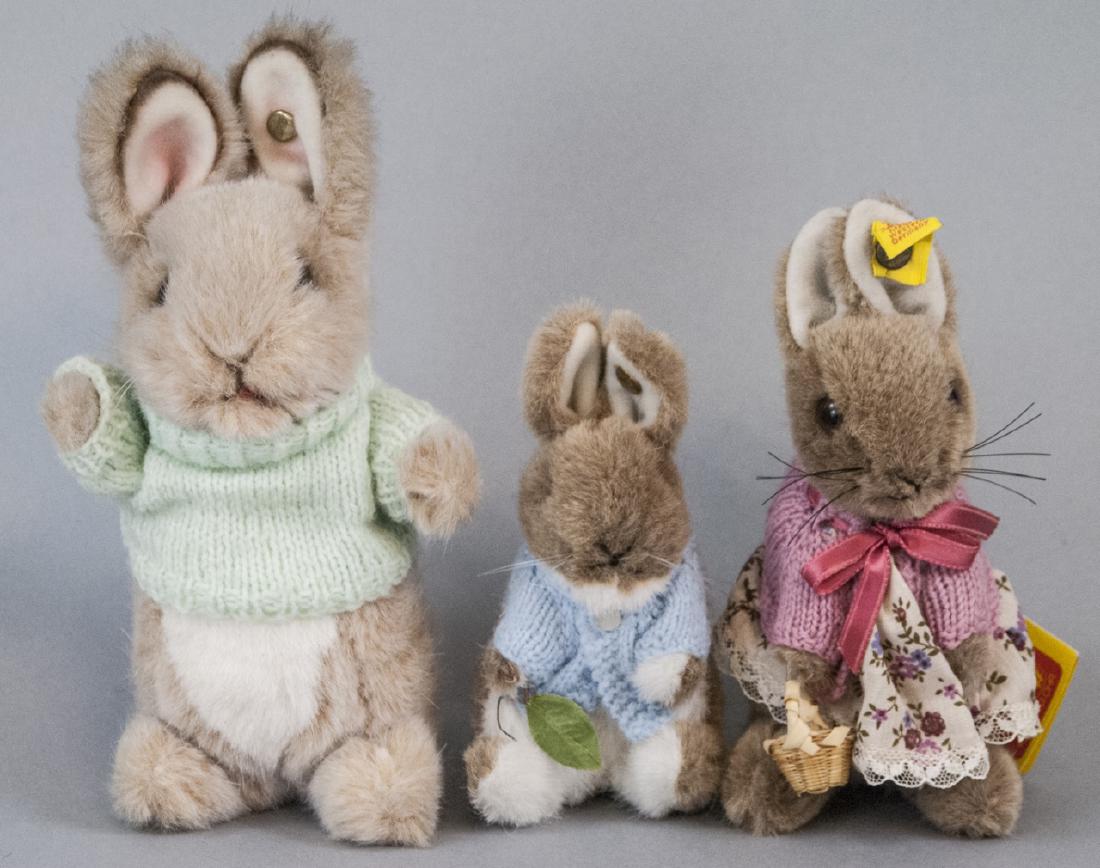 3 German Steiff Stuffed Animal Bunnies / Rabbits