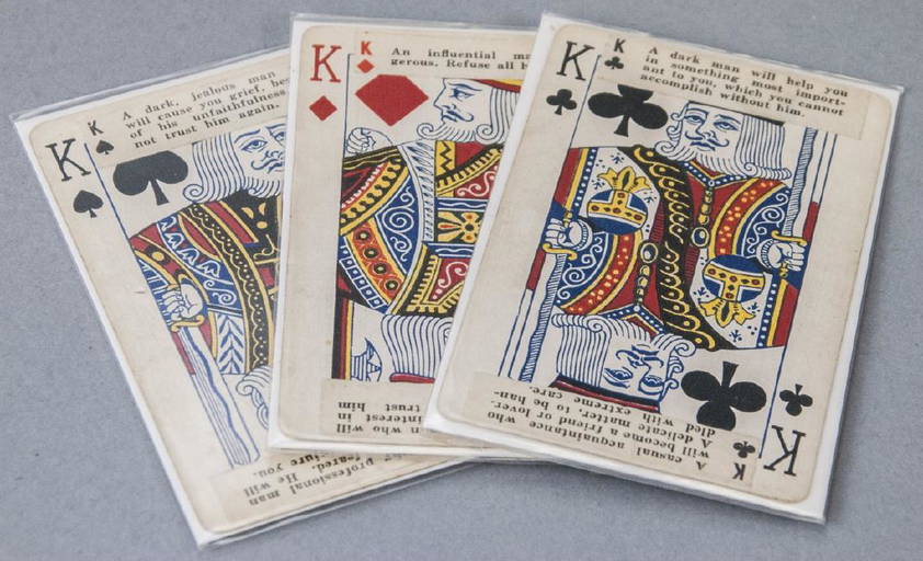 Three Antique Fortune Telling Tarot Playing Cards