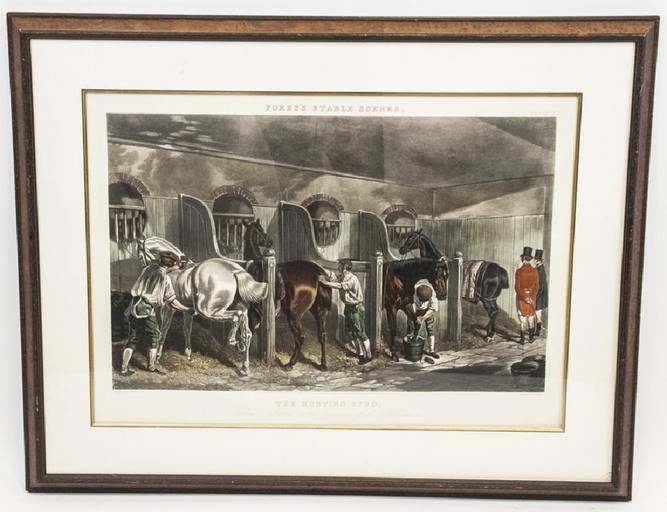 Antique 19th C Horse Print Fores's Stable Scenes