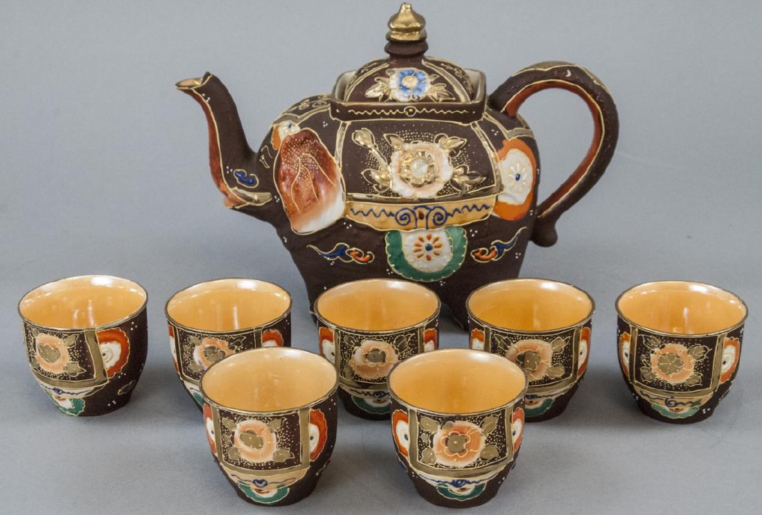 Vintage Japanese Elephant Form Teapot & 7 Cups