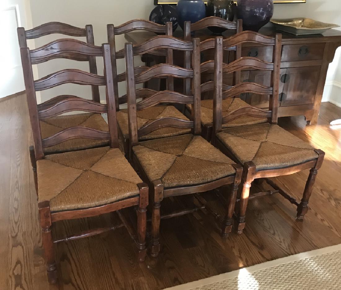 Six French Country Ladder Back Dining Chairs