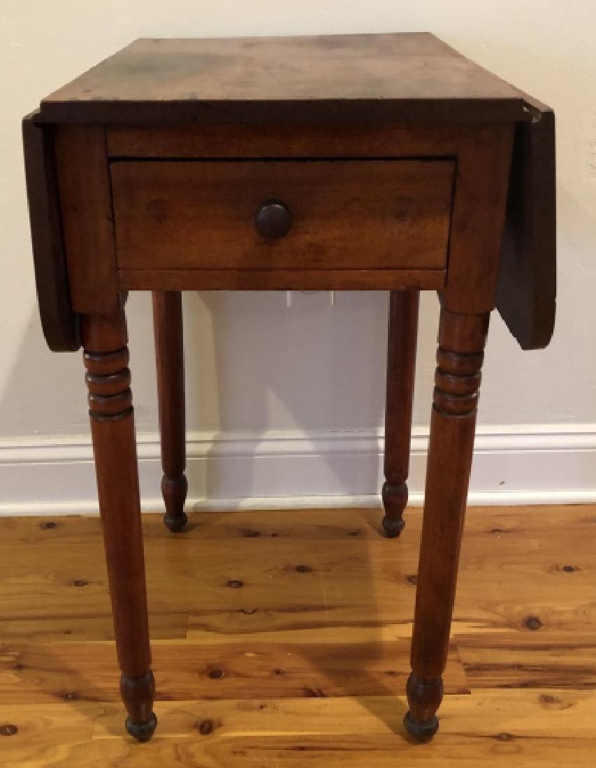 Antique Pine Drop Leaf Side Table With Turned Legs
