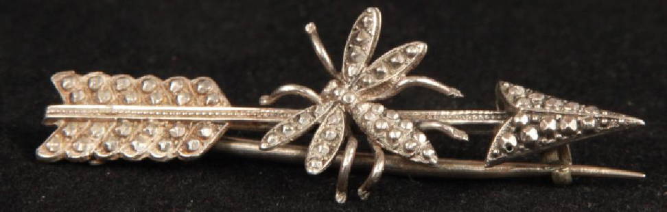 Antique 19th C Large Scale Cut Steel Sword Brooch