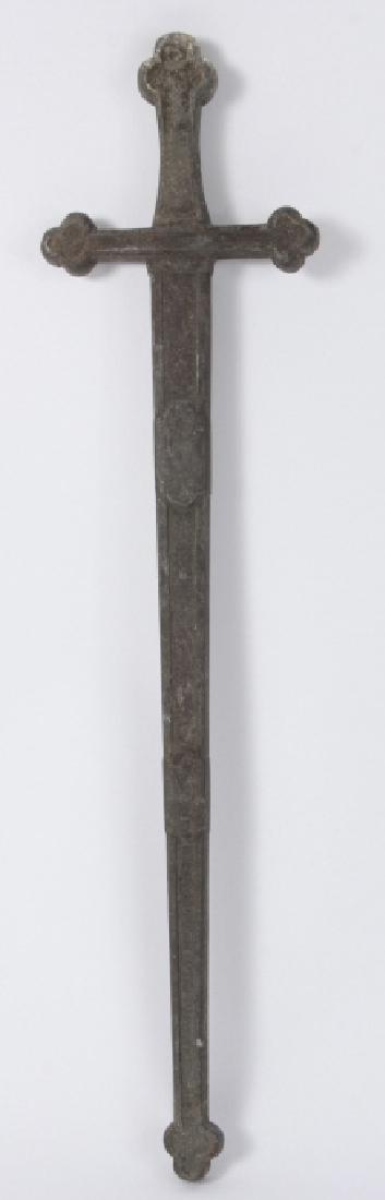 Antique 19th C Cast Iron Sword In Sheath Statue