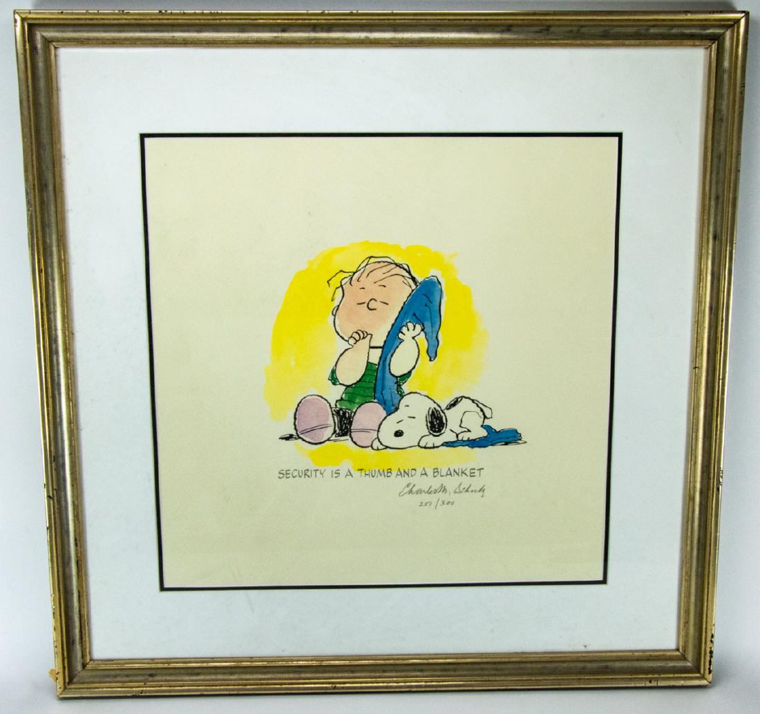 Charles M Schulz Signed Peanuts Lithograph