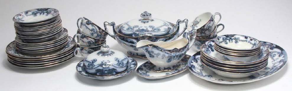 Royal Staffordshire Pottery "iris" Flow Blue 78 Pc