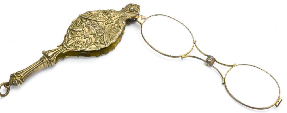 Antique Gilt Metal Lorgnette Ladies Opera Glasses