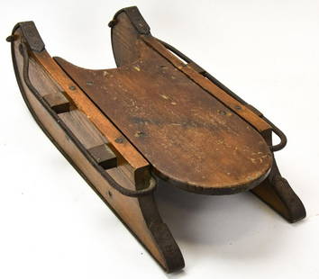Antique Victorian Child Push Sled Sleigh