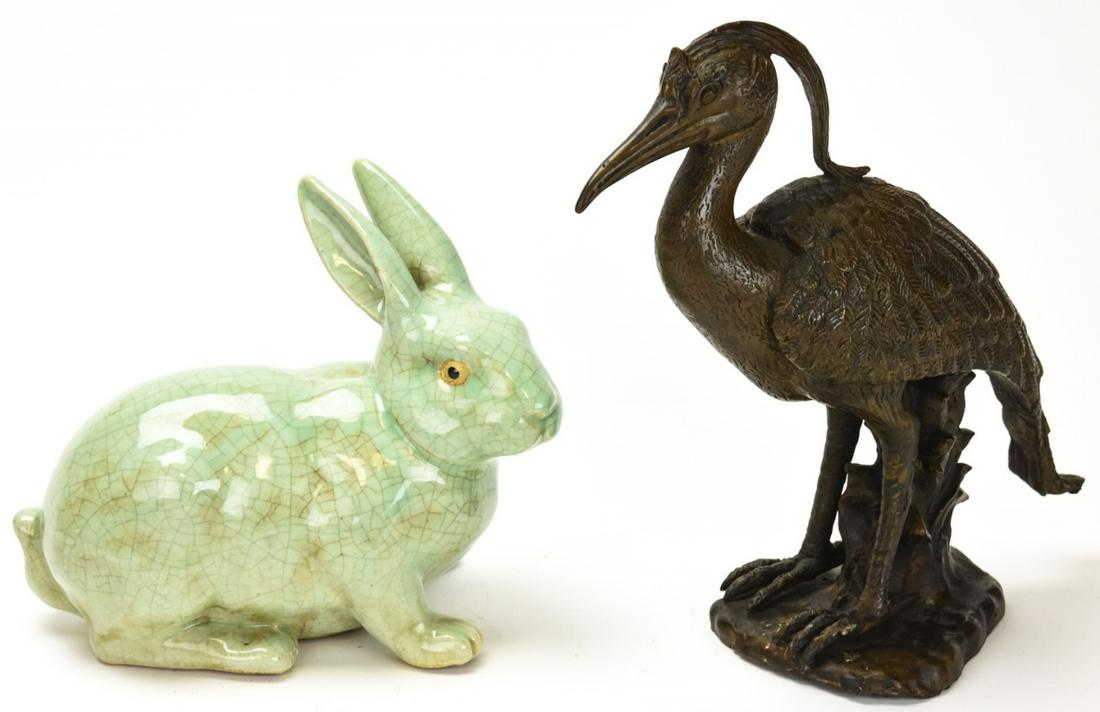 Cast Bronze Crane and Celadon Porcelain Rabbit - Sep 12, 2019 ...