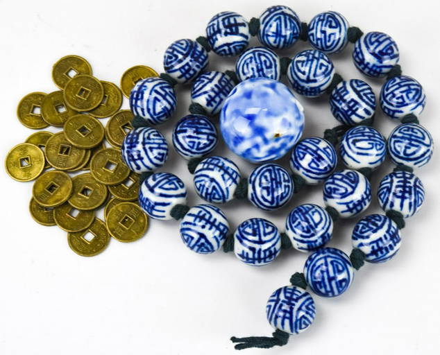 Estate Hand Knotted Chinese Porcelain Jewelry Bead