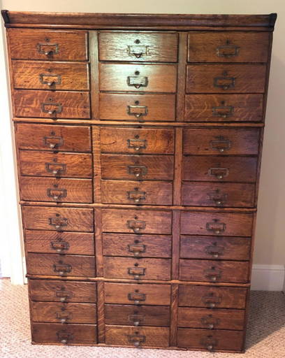 Antique Library Card Catalog File Cabinet