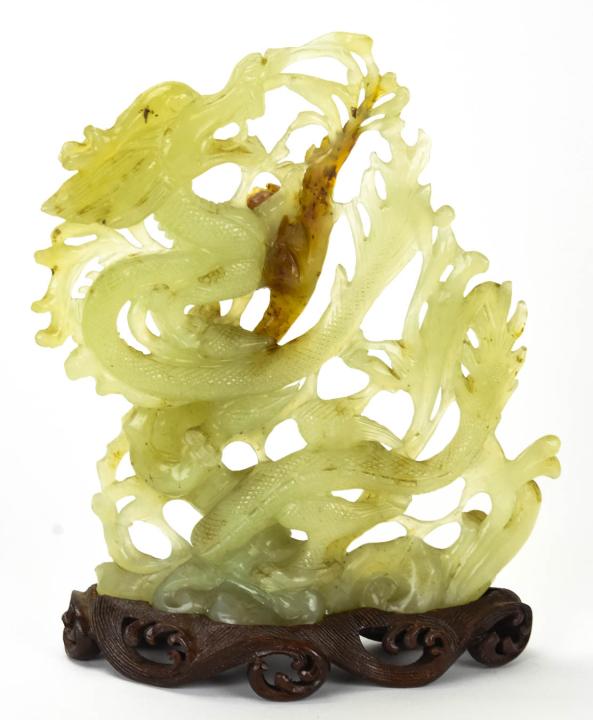 Hand Carved Chinese Green Jade Dragon Statue - Feb 20, 2020 | Greenwich ...
