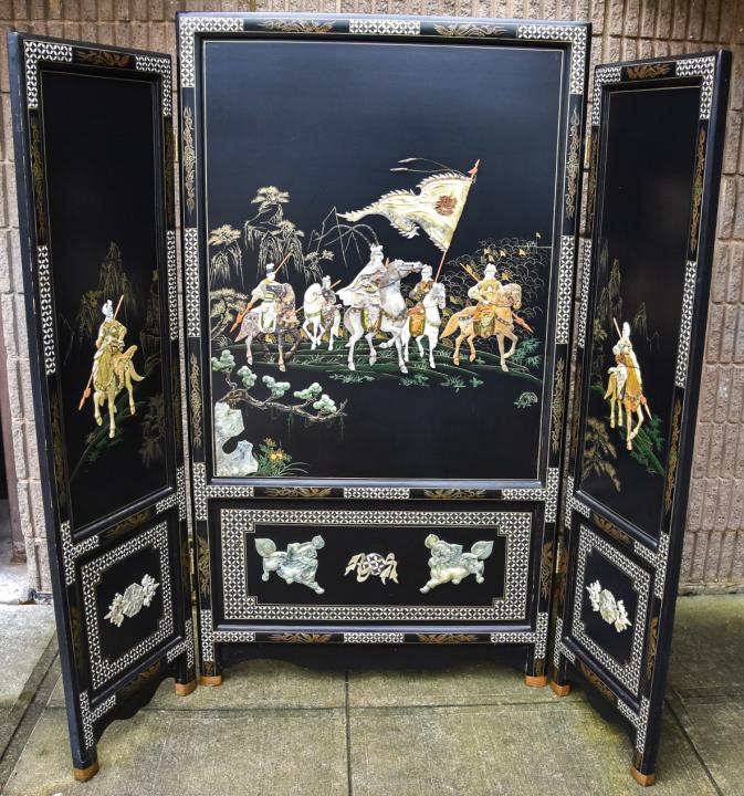 Chinese Three Panel Warrior Motif Screen - May 16, 2020 | Greenwich ...