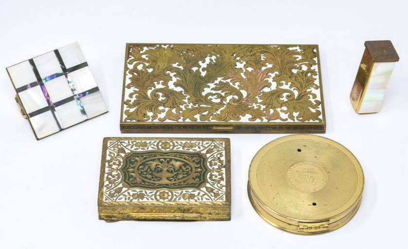 Vintage Gilt Metal Compacts & Lipstick Cases