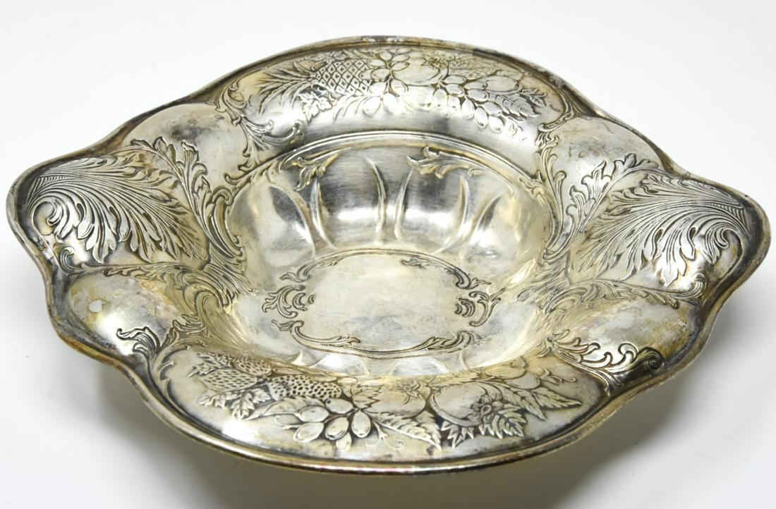 Antique Sterling Silver Dish W Fruit Decoration