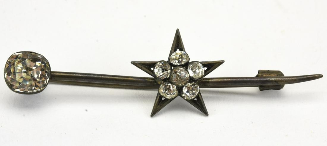Antique 19th C Halley's Comet Paste Star Brooch