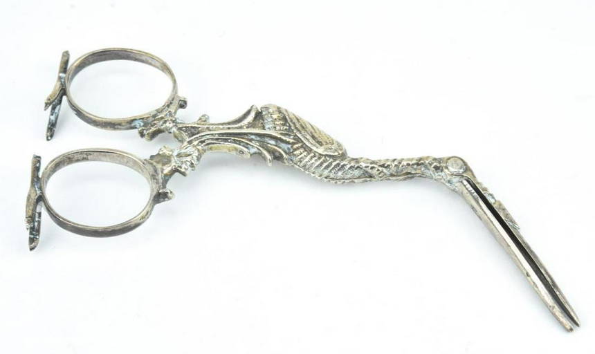Antique Sterling Figural Stork Midwife Scissors