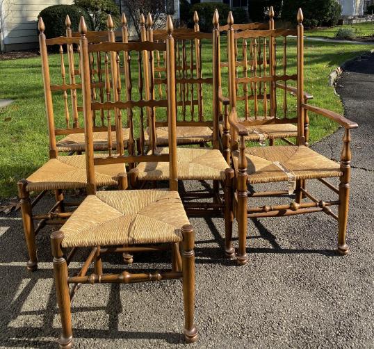 American Victorian Spindle Back Rush Bottom Chairs