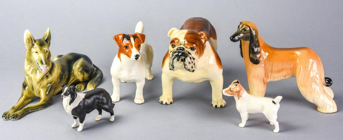 Collection 6 Beswick Porcelain Dogs Figurines