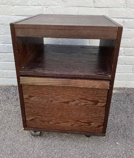 Contemporary Wood Rolling File Cabinet