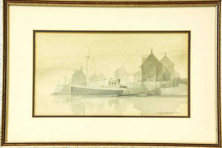 Framed Roger Ellenberger Maritime Watercolor