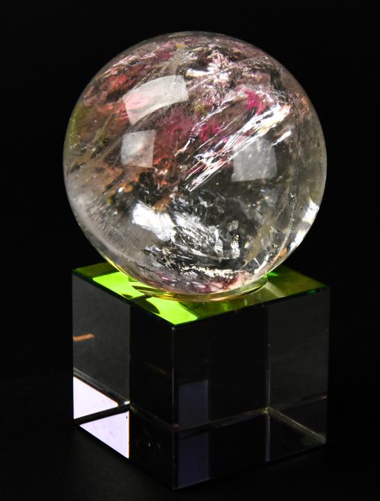 Crystal Rock Sphere Paperweight On Stand