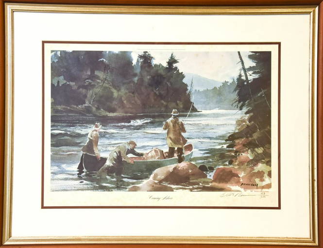 Framed Chet Reneson "coming Ashore" Lithograph