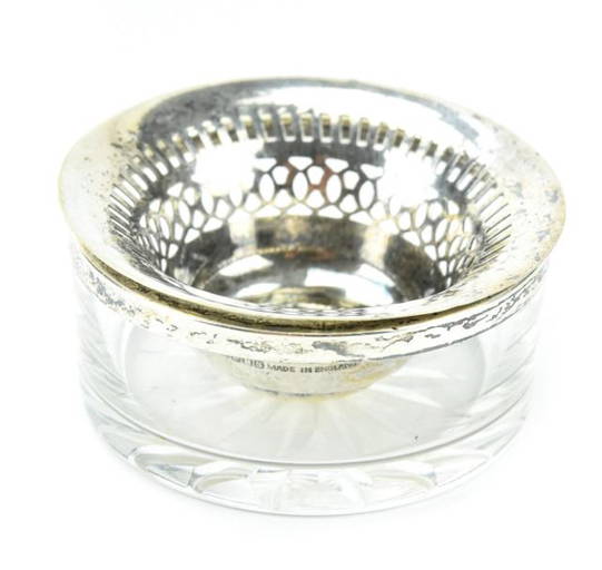 Antique Sterling Salt Cellar Reticulated Nut Dish