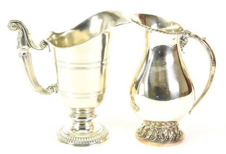 Two Silver Plate Water Pitchers
