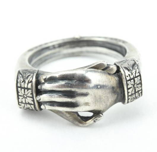 Antique Sterling Silver Articulated Fede Ring