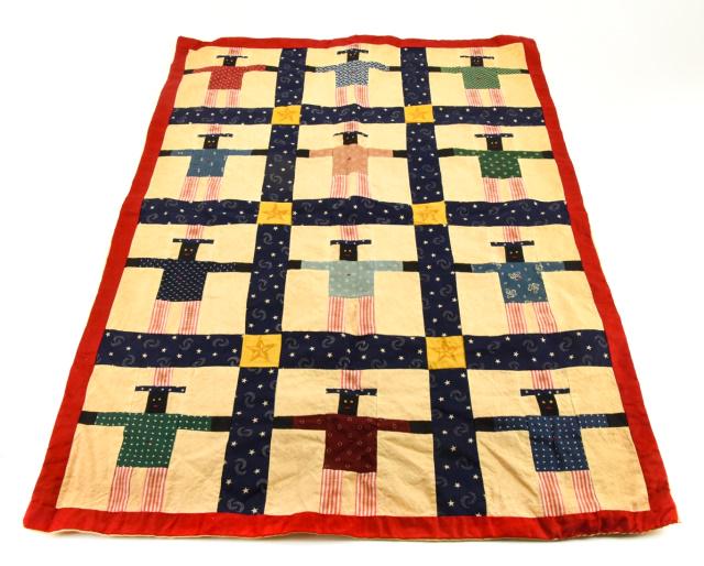 Vintage Black Americana Uncle Sam Mini Quilt