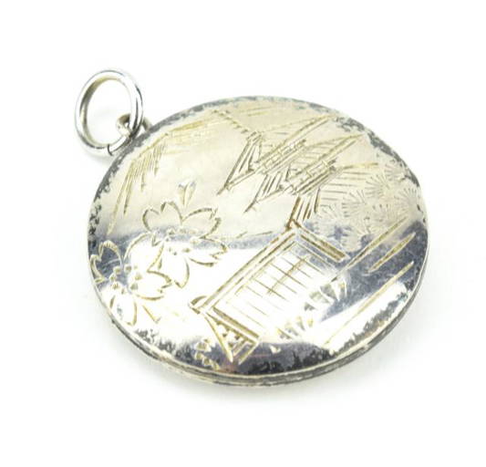 Antique Sterling Japanese Motif Locket Pendant