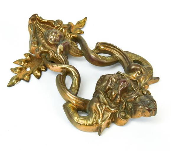 Antique Large Scale Brass Gargoyle Door Knocker