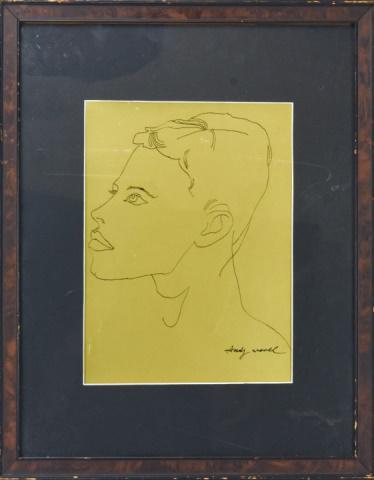 Manner Of Andy Warhol Line Drawing Of Young Man