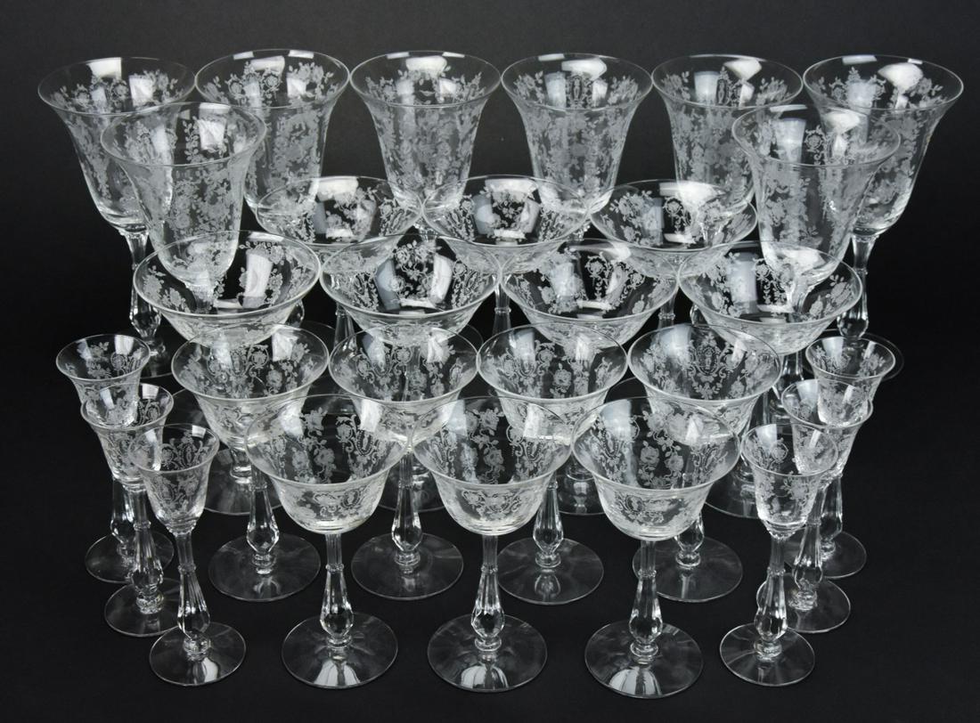 Tiffin Franciscan Crystal Stemware Cherokee Rose