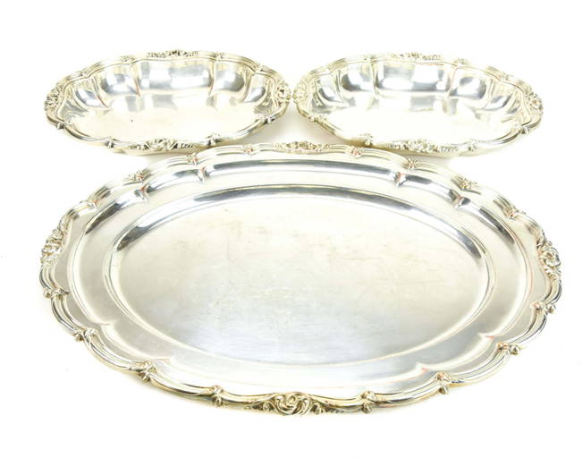3 Matching Sheffield Plate Serving Dishes, & Tray (#0071) on May 21 ...