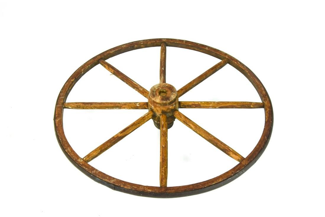 Set 4 Antique Wrought Iron & Wood Carriage Wheels