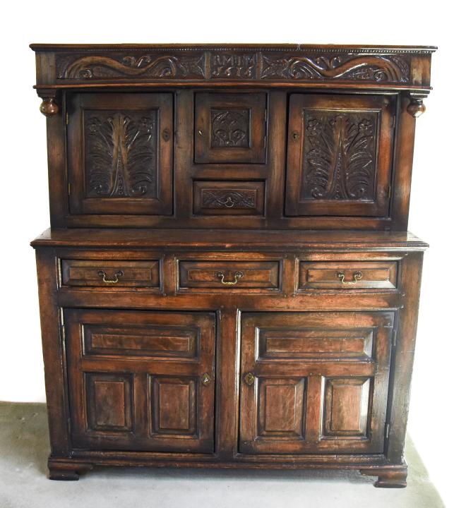 Antique 17th C English Jacobean Court Cupboard