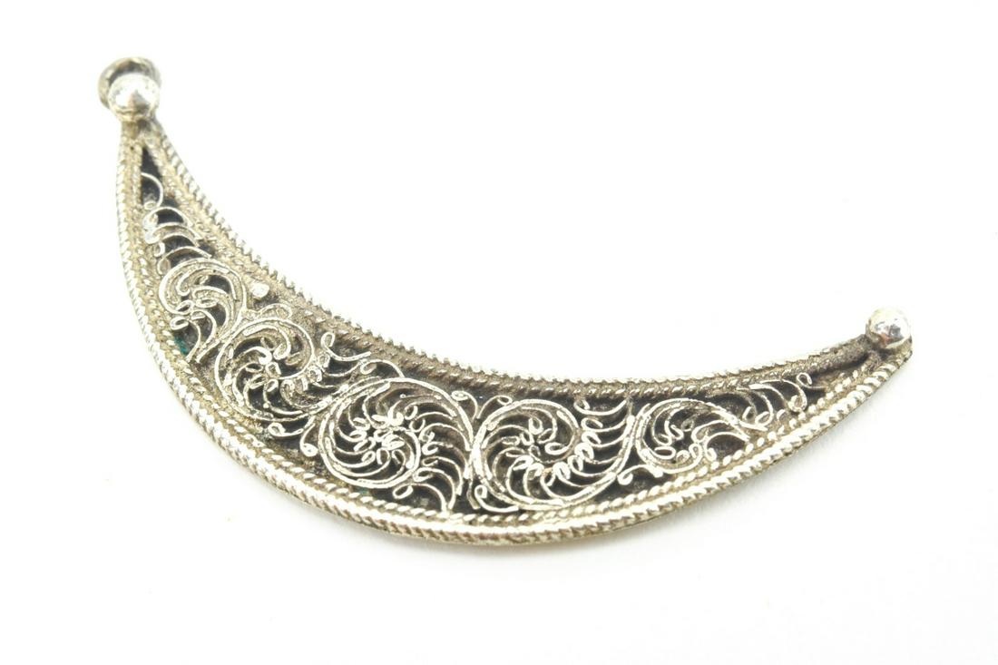Antique Sterling Filigree Crescent Moon Pendants
