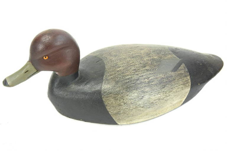 Antique Duck Decoy Redhead Drake By Sam Denny