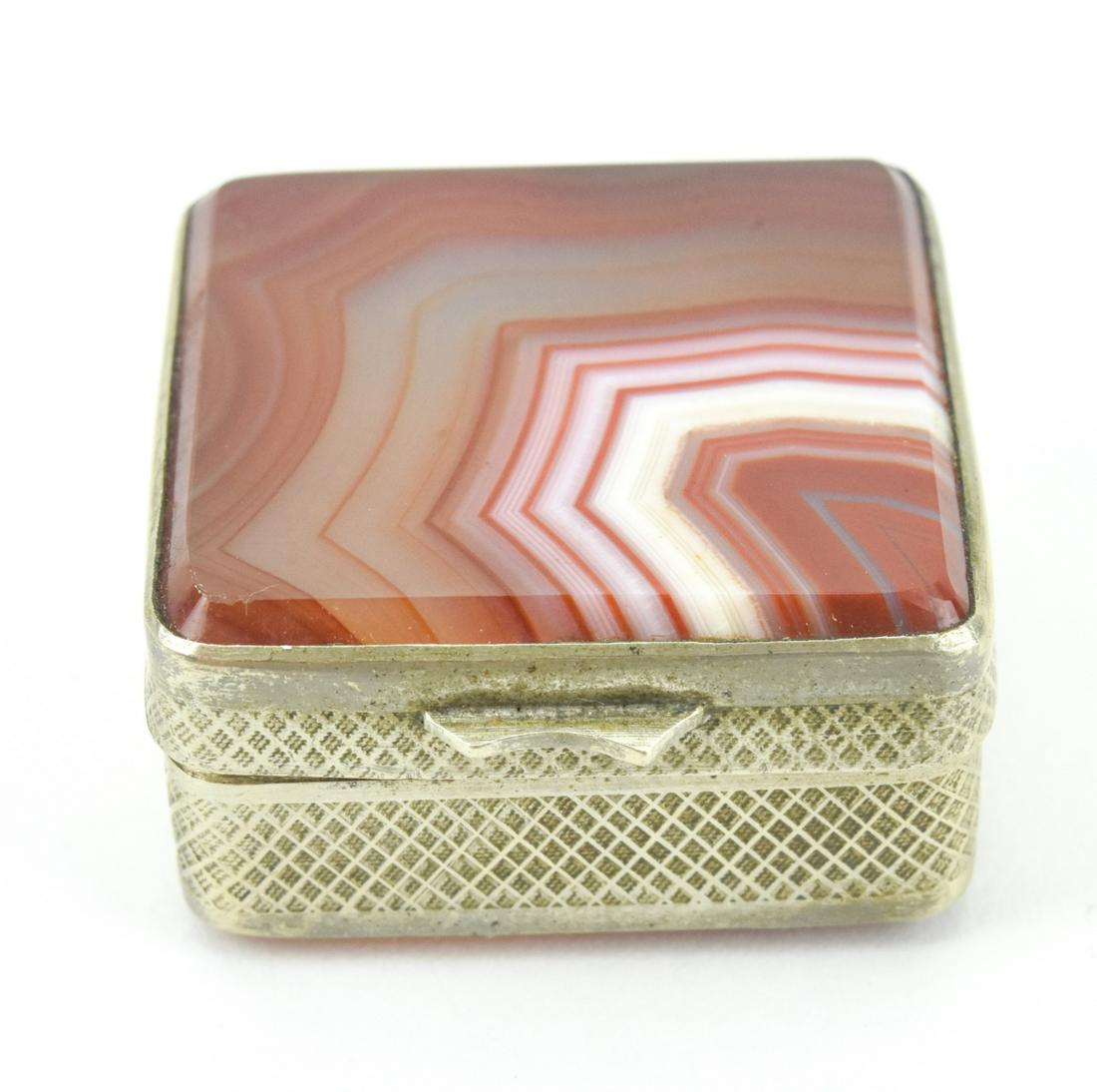 Antique 19th C Banded Agate Snuff Box / Small Case