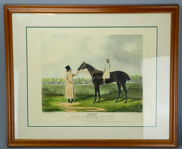 Antique Hand Colored Engraving British Horse Race