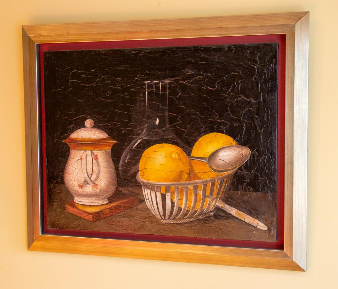 Antique Still Life Oil On Canvas