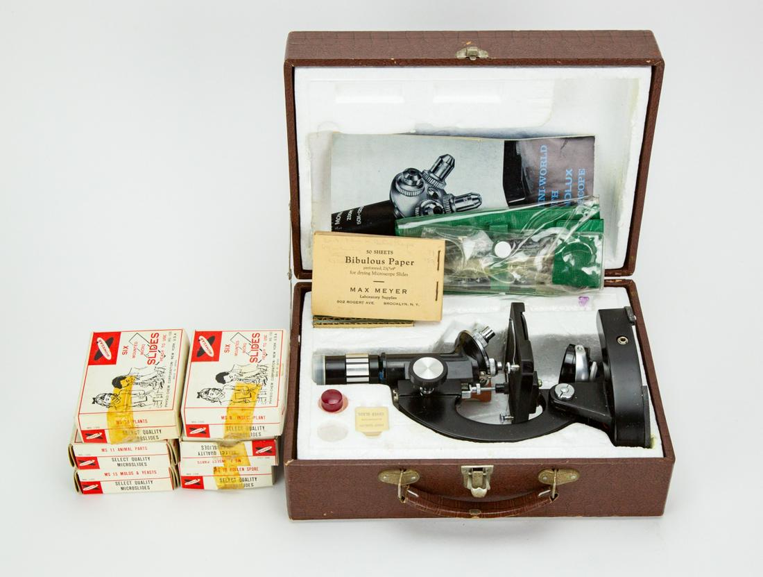 Vintage Monolux Zoom Microscope & Specimen Slides