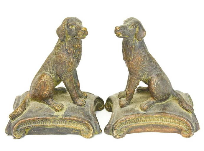 Pair Gilt Labrador Bookends
