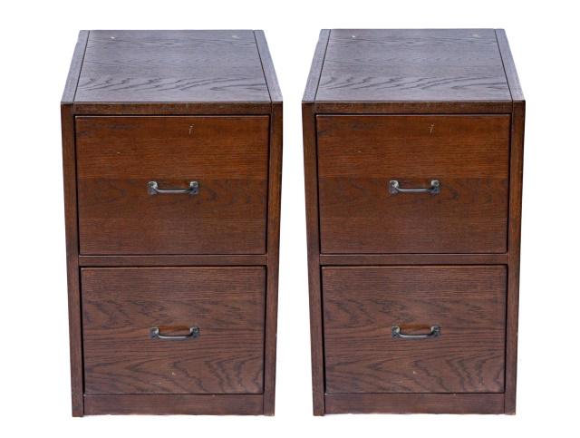 Pair Vintage 2 Drawer Filing Cabinet